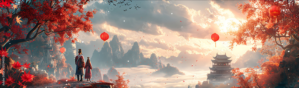 Generate an image celebrating Han Chinese culture showcasing ...