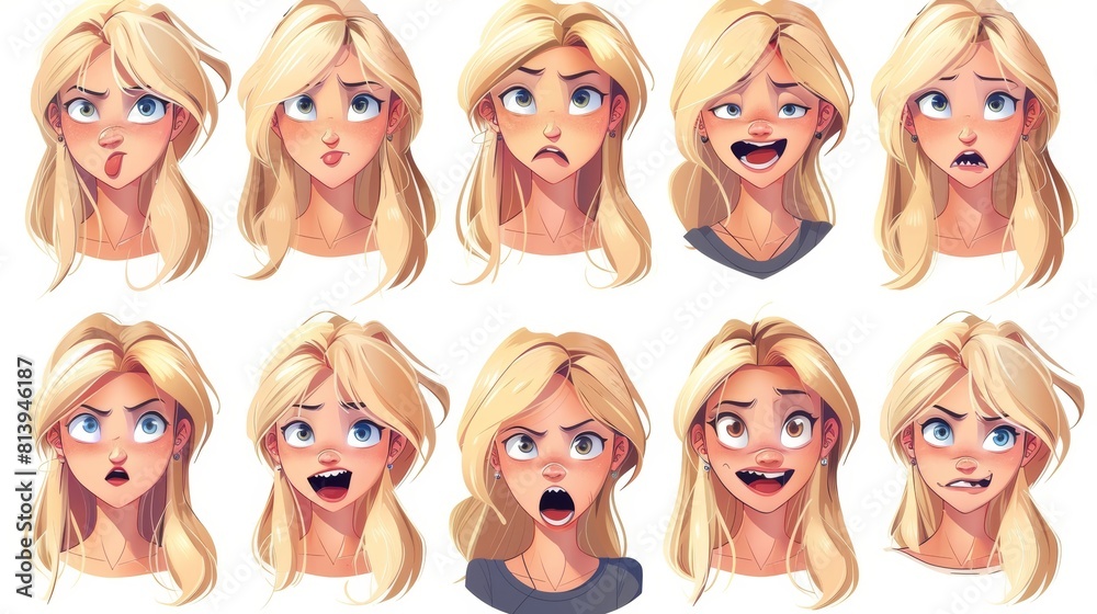 Animated illustration of brunette teenager pronouncing different sounds ...