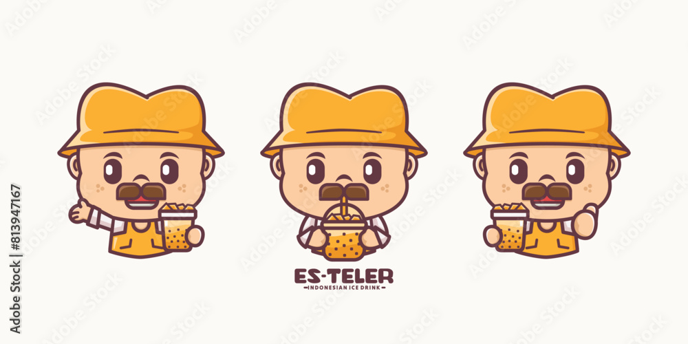 cute mascot with es teler, indonesian traditional drink vector cartoon ...