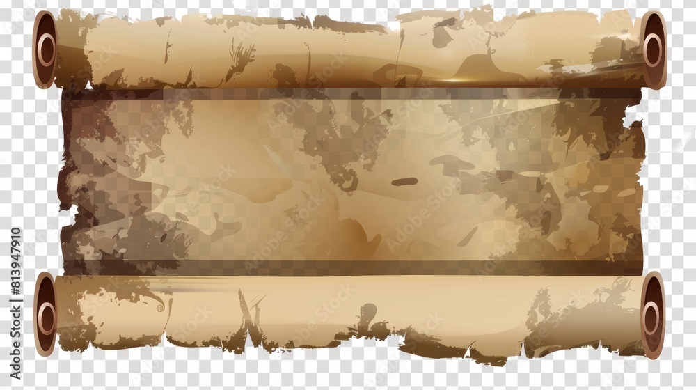 Scroll of old paper or parchment with papyrus texture isolated on ...