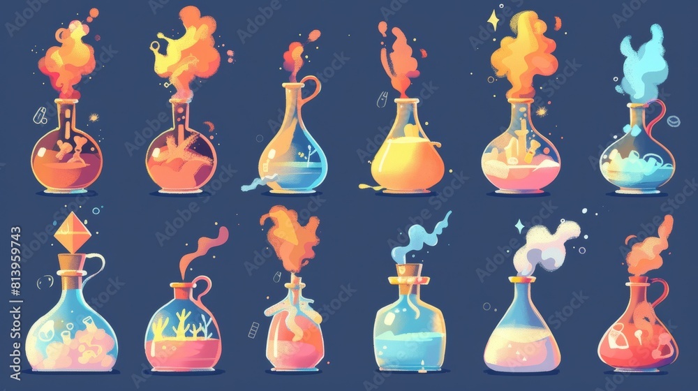 A pharmaceutical poison jar with smoke assets. Animation cartoon ...