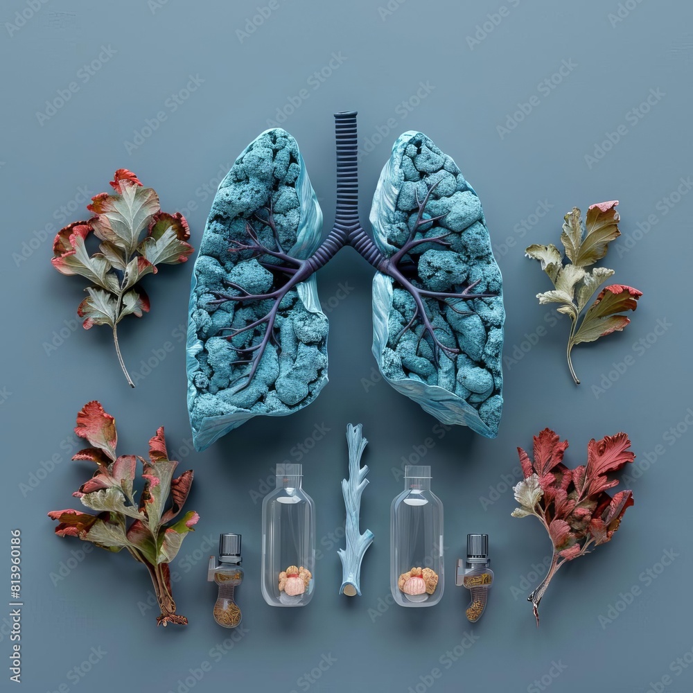Respiratory system setup with lungs and trachea Stock Illustration ...