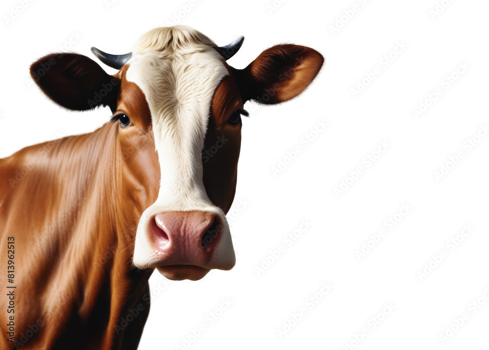 Cow face on isolated transparent background PNG. Beautiful cow face on ...