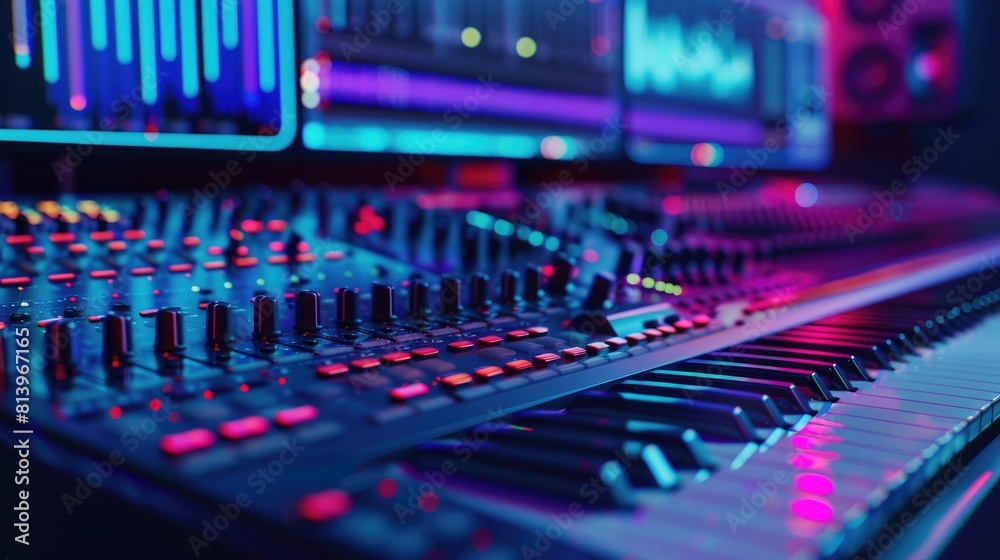 Music class where students use digital instruments and composition ...