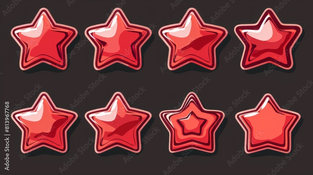 Rotating red metal star motion modern illustration. Cartoon sprite ...