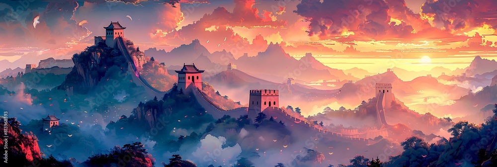 Illustrate the cultural and symbolic meanings of the Great Wall of ...