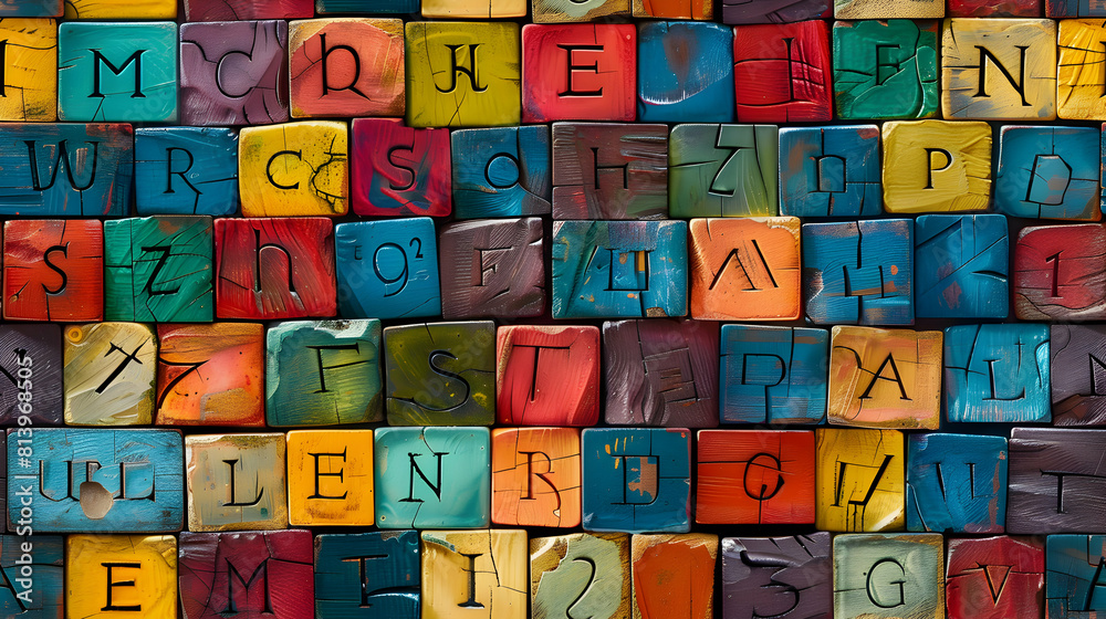 Vibrant Alphabet Tiles for Kids Learning Educational Concept Featuring ...