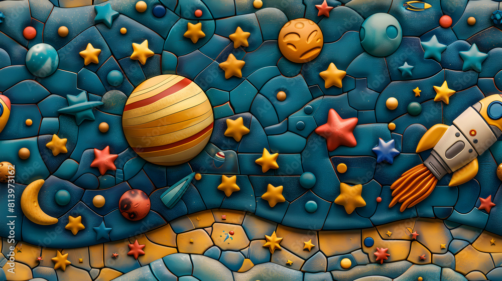 Vibrant Space Adventure Tiles: Photo realistic tiles featuring stars ...