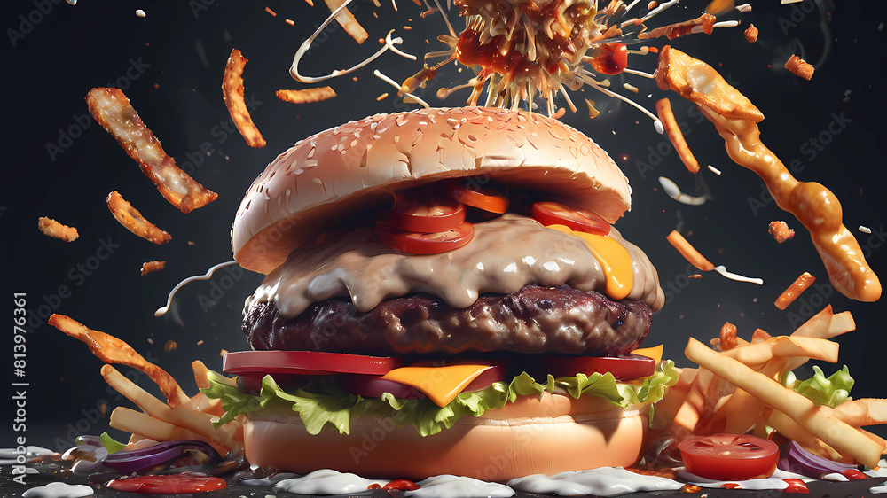 A mouth-watering burger, where each layer from the bun to the patty to ...