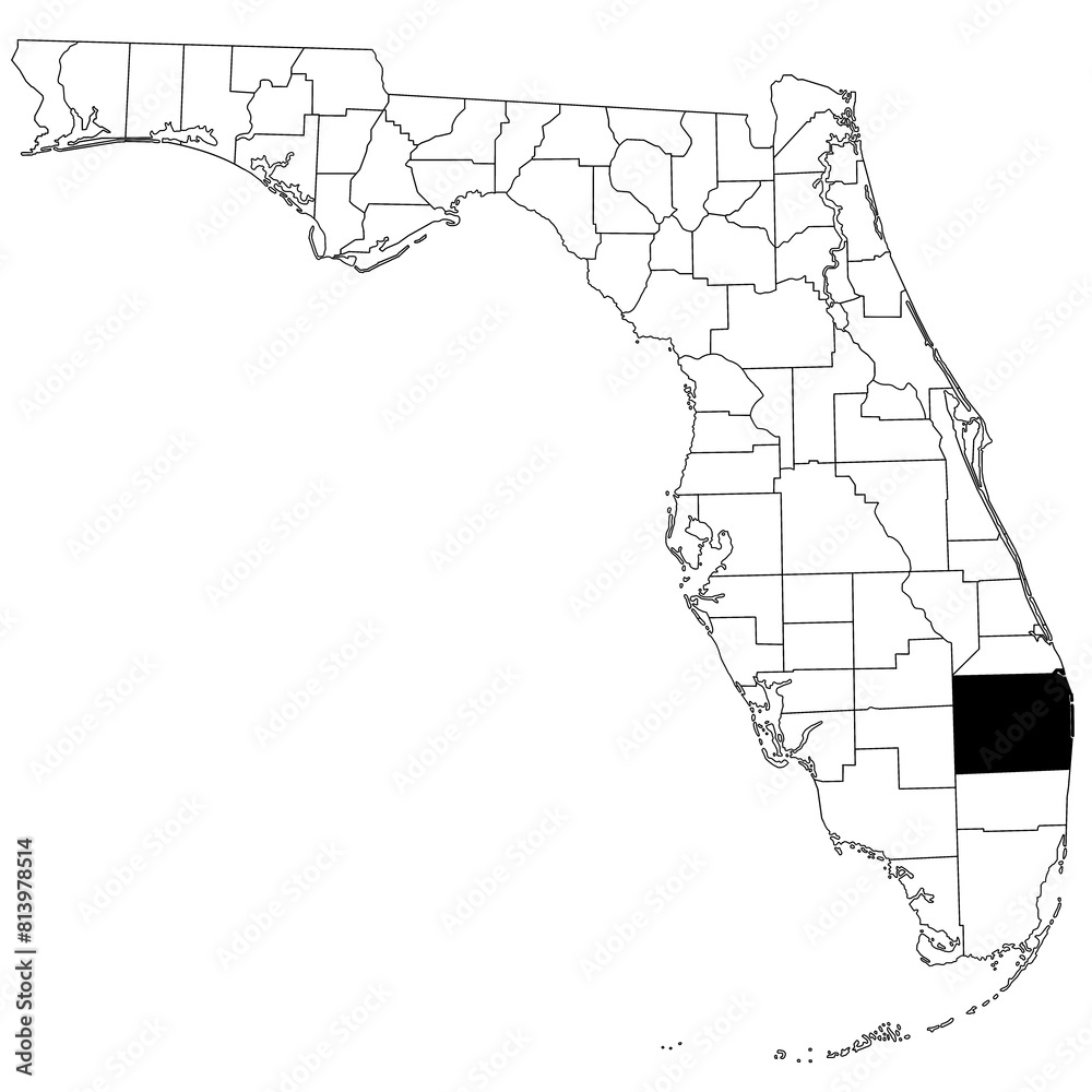 Map of palm beach County in Florida state on white background. single ...