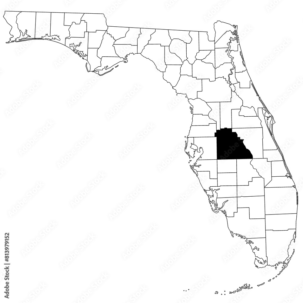 Map of Polk County in Florida state on white background. single County ...