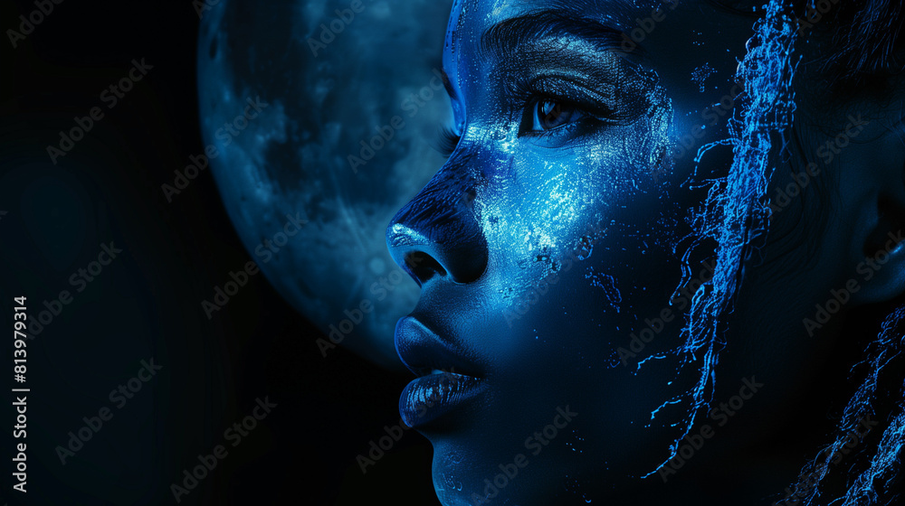 Neptune humanization. Planet Neptune if it were a woman. Set Solar ...