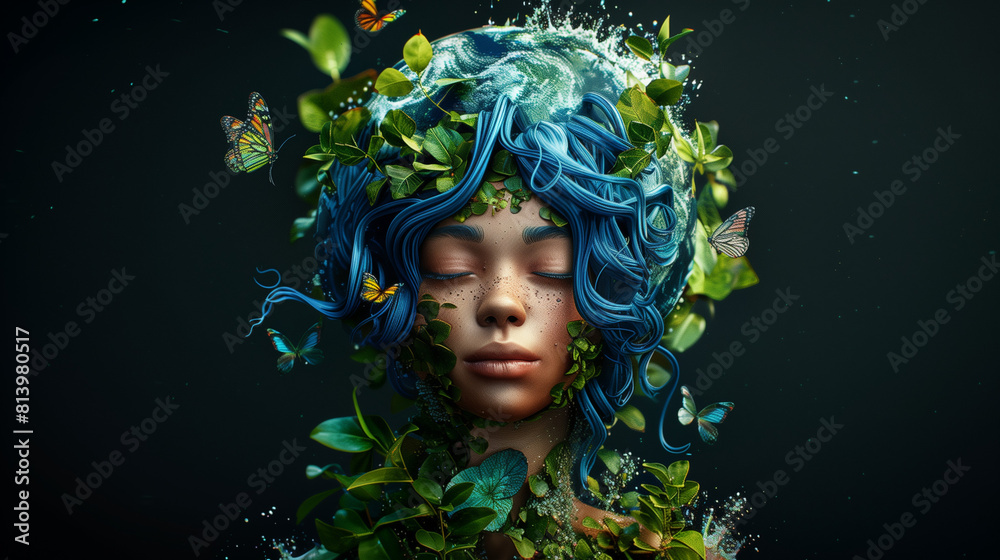 Earth humanization. Planet Earth if she were a woman. Set Solar system ...