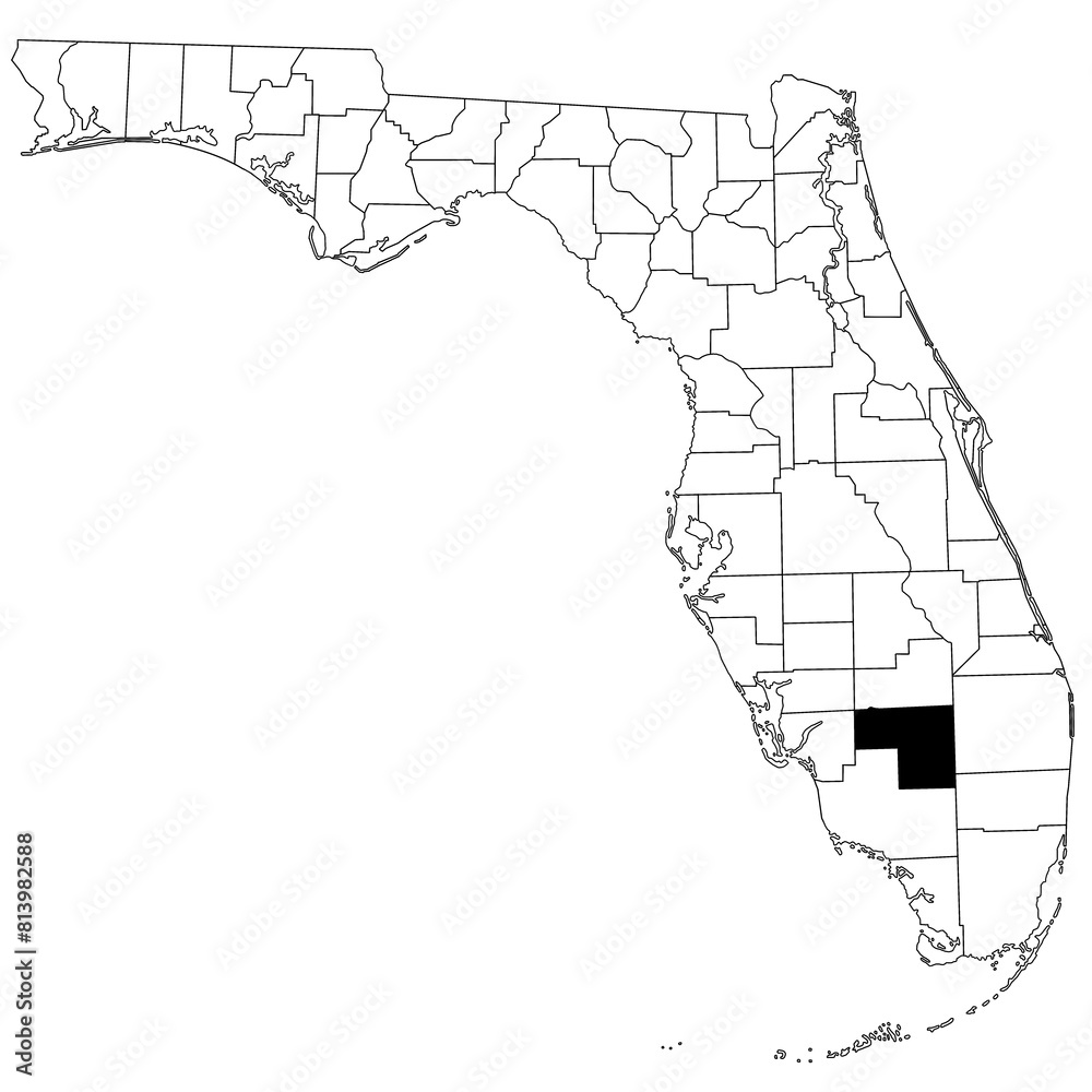 Map of Hendry County in Florida state on white background. single ...