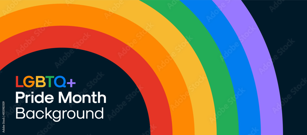 Pride Month Banner with Rainbow Background. Vector Illustration for ...