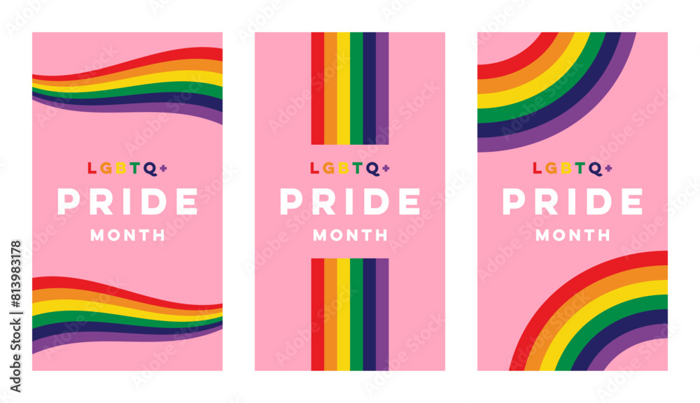 Pride Month Templates for Stories. LGBTQ+ Story Templates with Rainbow ...