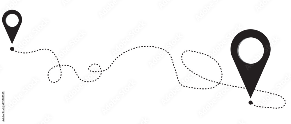 Location pin icon. Location map path distance icon. start location end ...