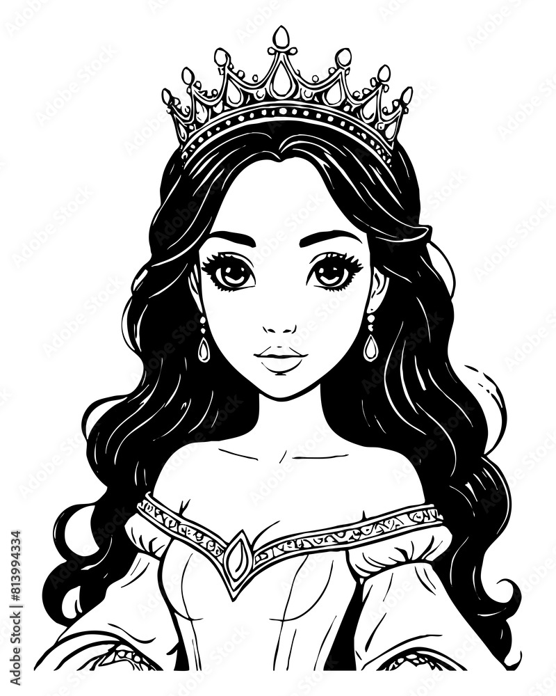 Queen . Fictional character. Black and white illustration for use in ...