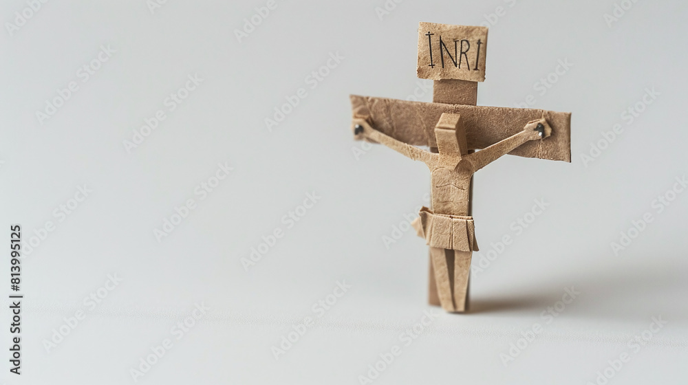 macro tilt-shift photography of tiny cardboard handmade figure of Jesus ...