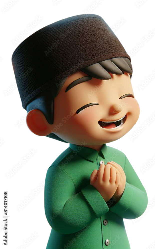 Muslim kids. Islamic children cartoon characters, praying. Stock ...