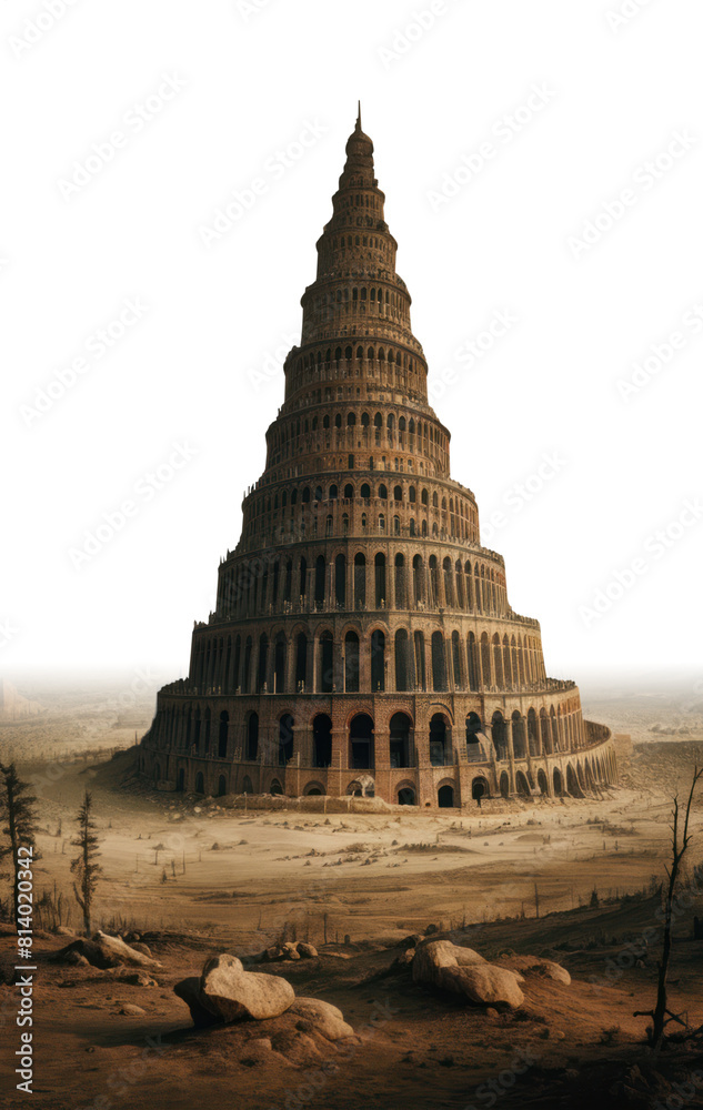 Isolated transparent PNG background of the Mythical Babel tower. Tower ...
