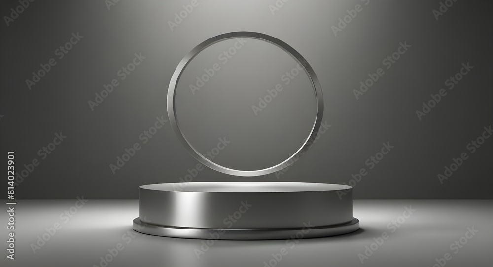 Podium silver metal platform 3D stage pedestal stand background product ...