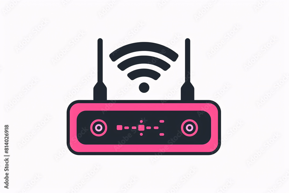 Icon pink and black for an Internet Gateway router or modem that can ...