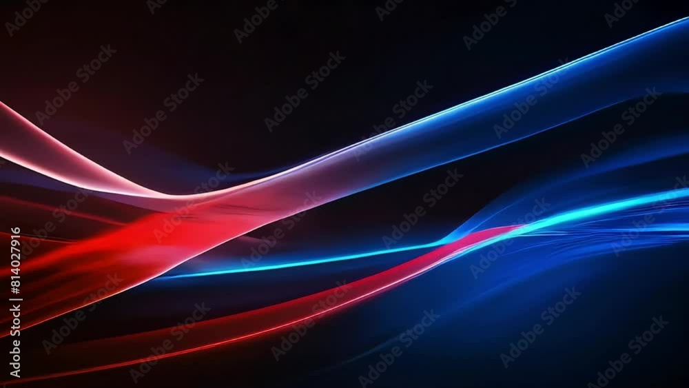 Blue and Red colored wireframe sound waves, neon style, visualization ...