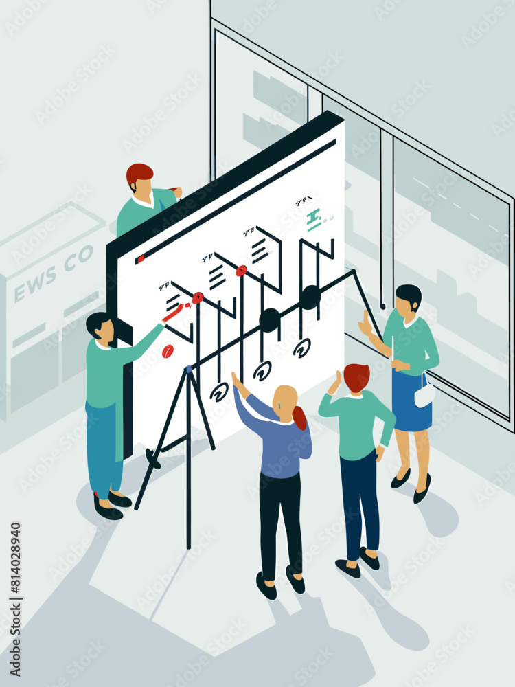 Visual Illustration of a Team of Team Members Updating a Project ...