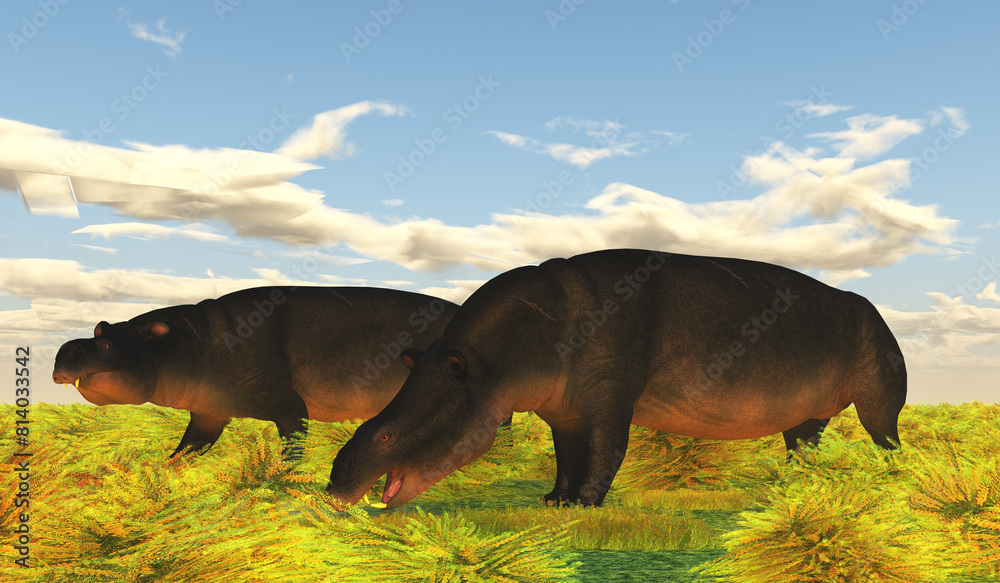 Moeritherium eating Grass - Moeritherium is an extinct mammal related ...