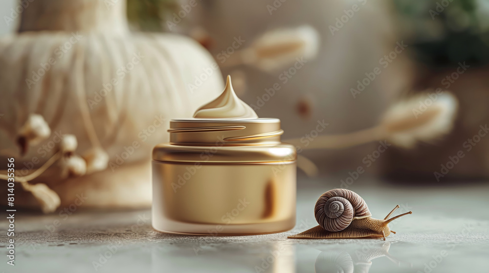 Luxurious golden face cream on a beautiful luxury background with a ...