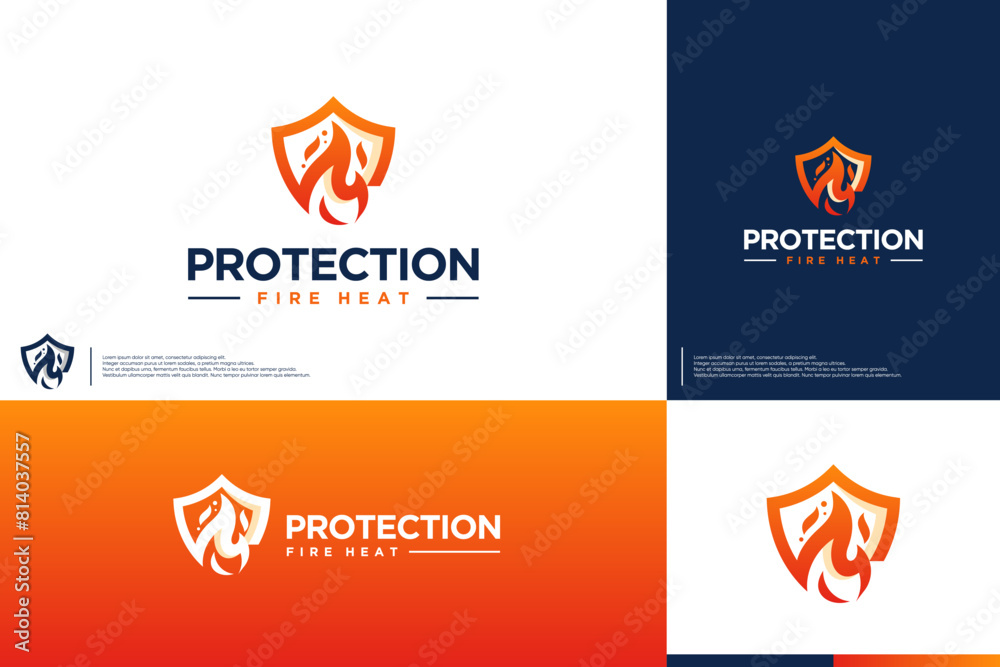 fire heat protection, with modern and clean style, logo design template ...