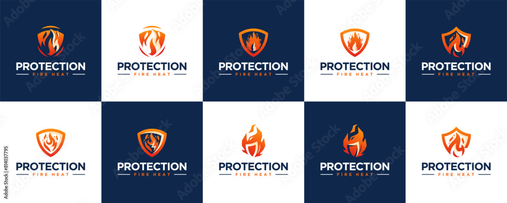 collection of fire protection logos, firefighting, office, logo design ...
