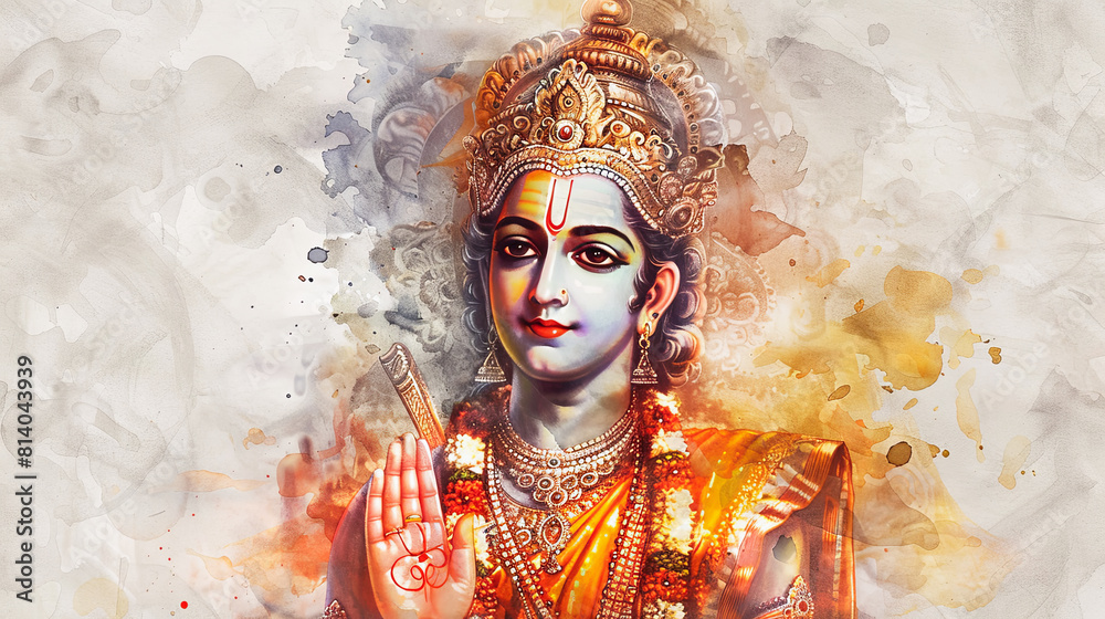 Beautiful digital painting of Lord Rama in regal attire and jewelry on ...