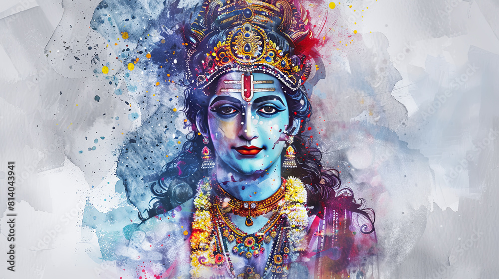 Beautiful digital painting of Lord Rama in regal attire and jewelry on ...
