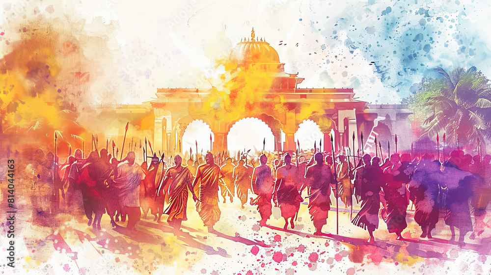 Lord Rama and army in training for battle stunning digital watercolor ...