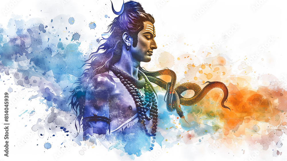 Beautiful digital artwork of lord Shiva with a divine serpent, perfect ...