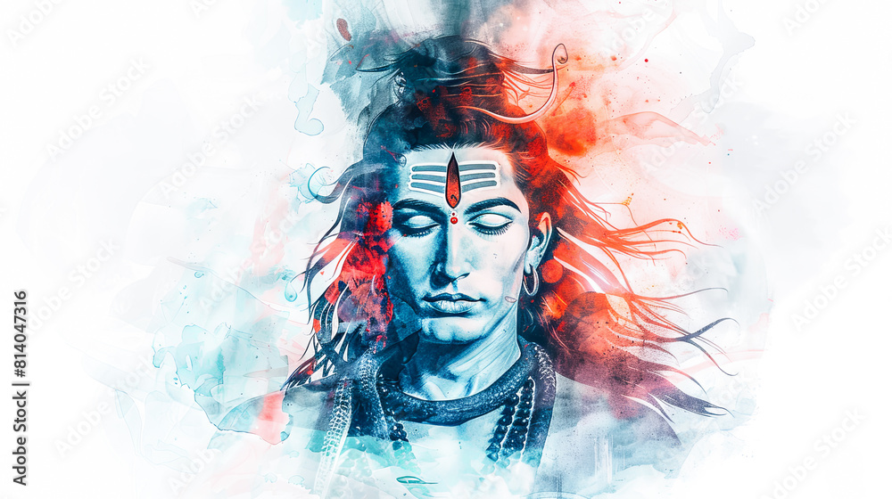 Beautiful digital painting of lord Shiva with sacred ash mark, perfect ...