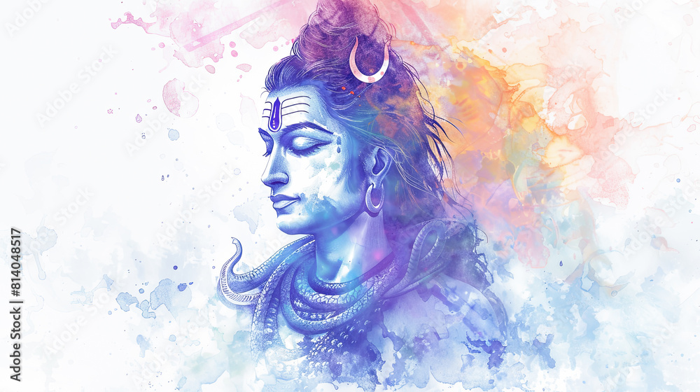 Beautiful digital painting of lord Shiva, the protector, with a kind ...