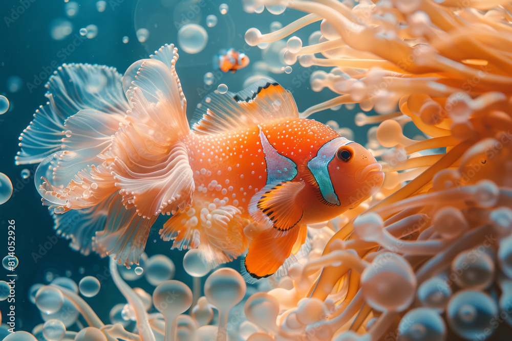 Surreal artwork depicting the symbiotic relationship between clownfish ...