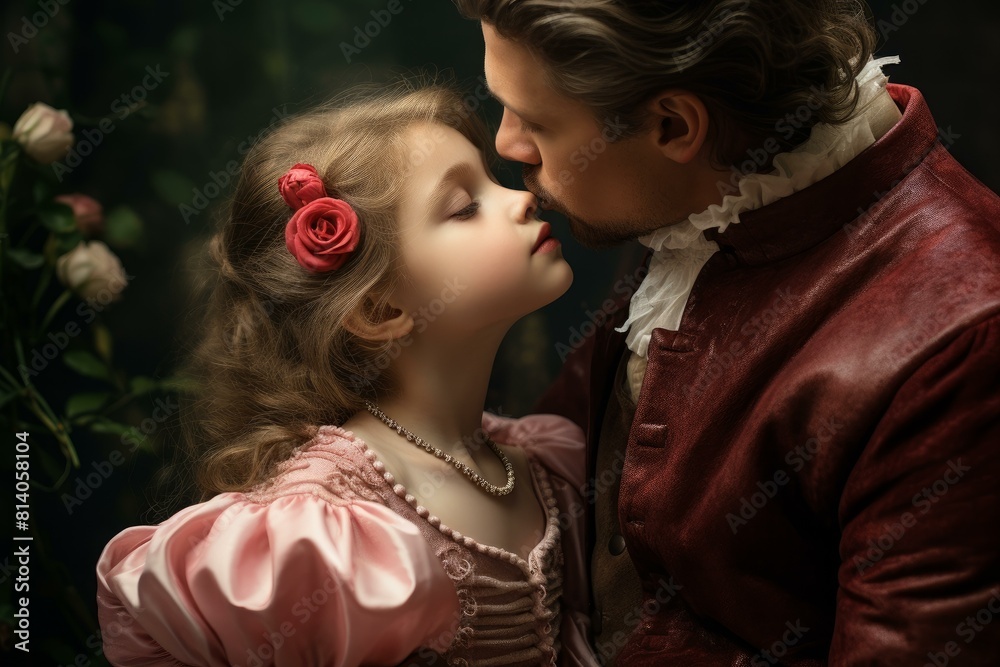 Heartwarming historical father-daughter reenactment moment in vintage ...