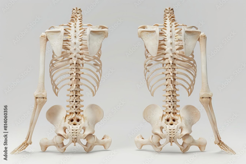 human spine anatomy illustration detailed vertebrae structure front and ...