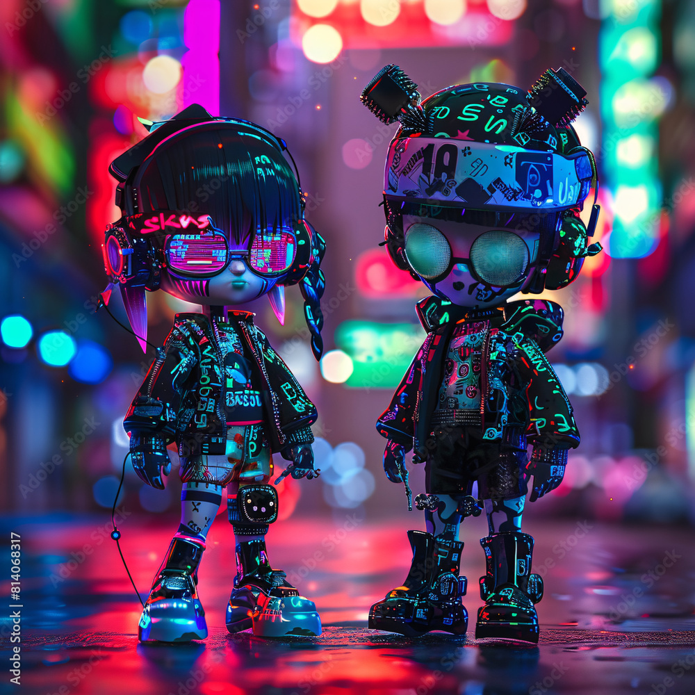 Cyber character design in Tokyo. Glossy effects, cyberpunk city. Neon ...