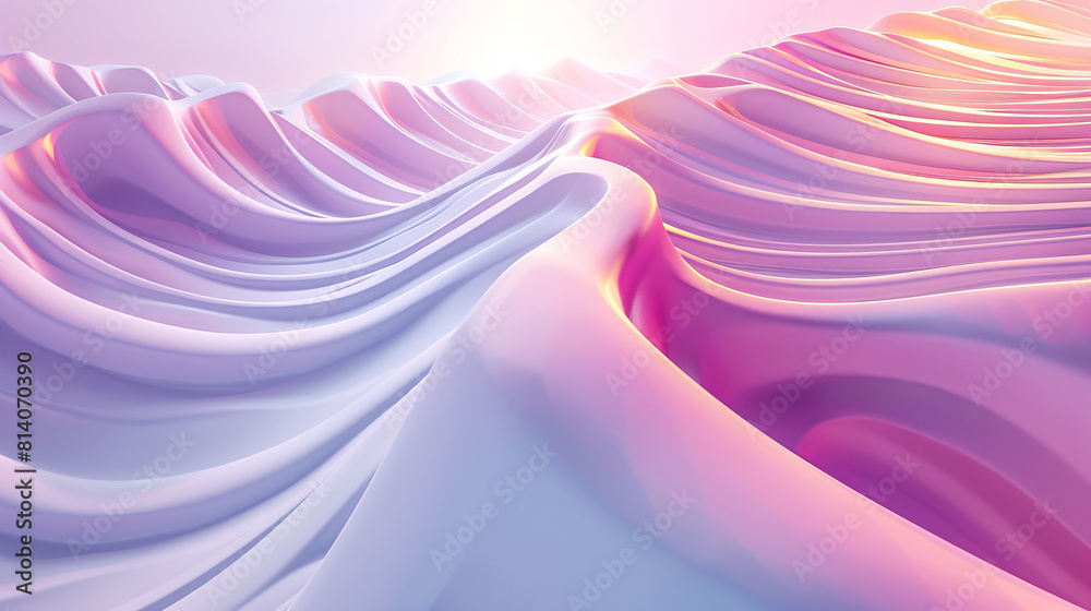 Elegant 3D rendered abstract wavy design with calming light pink and ...