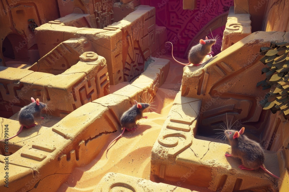 Vector Art of A video game concept where players must navigate through ...
