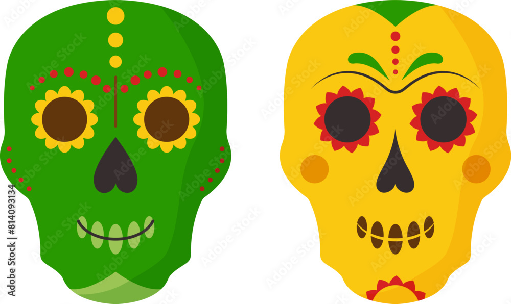 Mexican skull, cute dead head, cartoon male skeleton. Catrina party ...