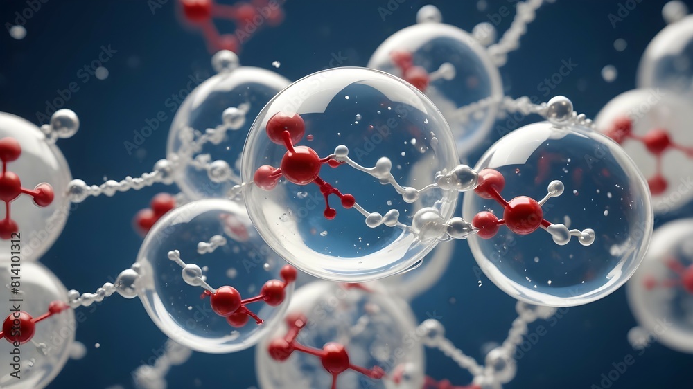 Hyper-realistic 3D visualization of a bubble-encased molecular compound ...