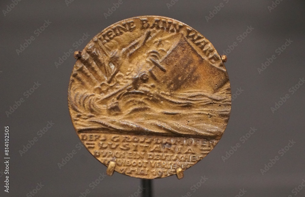 San Antonio, Texas, U.S.A - April 9, 2024 - The Lusitania coin medal on ...