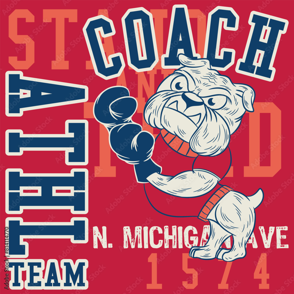 bulldog fighter with gloves athlete mixed martial arts boxing MMA ...