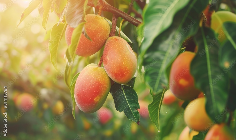 Mangoes Ripening on Trees in Orchard Generative AI Stock Photo | Adobe ...
